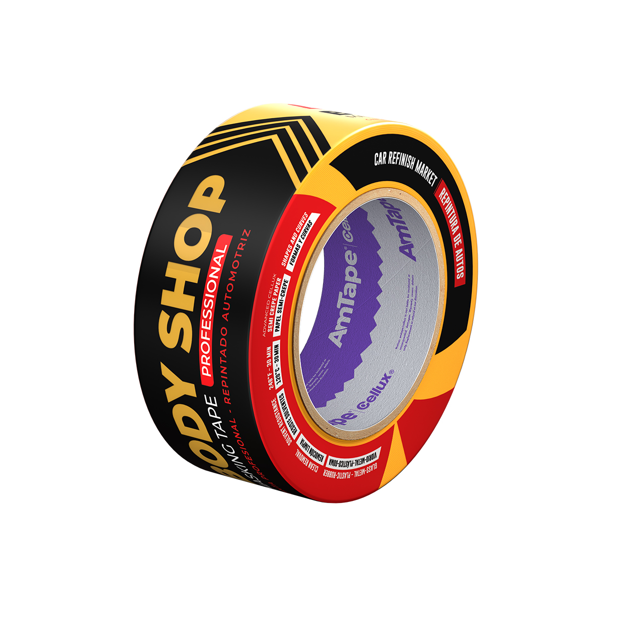 1.41 IN (36mm) x 60 yd (54.8m) YELLOW BODY SHOP Masking Tape - Brackin ...