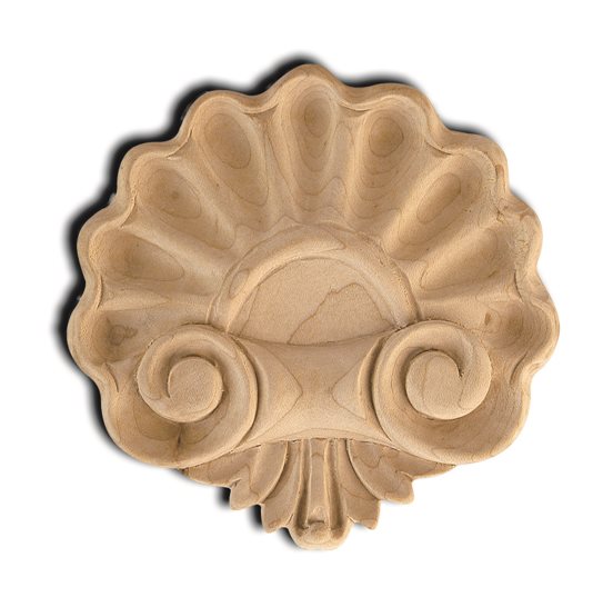 TRADITIONAL SHELL ROSETTE 5" x 5" x 5/8" MAPLE - Brackin Paint and Supply